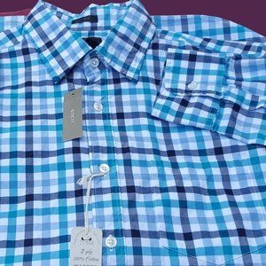 J. Crew | Shirts | New Mens J Crew Chek Plaid Long Sleeve Blue White Dress Shirt Slim M 2ply ...